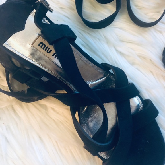 Miu Miu | Shoes | Miu Miu Dark Navy Blue Lucite Heel Gladiators | Poshmark